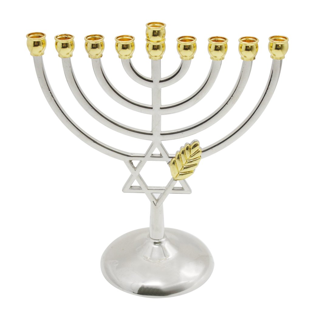 Star of David with leaf design Hanukkah Menorah