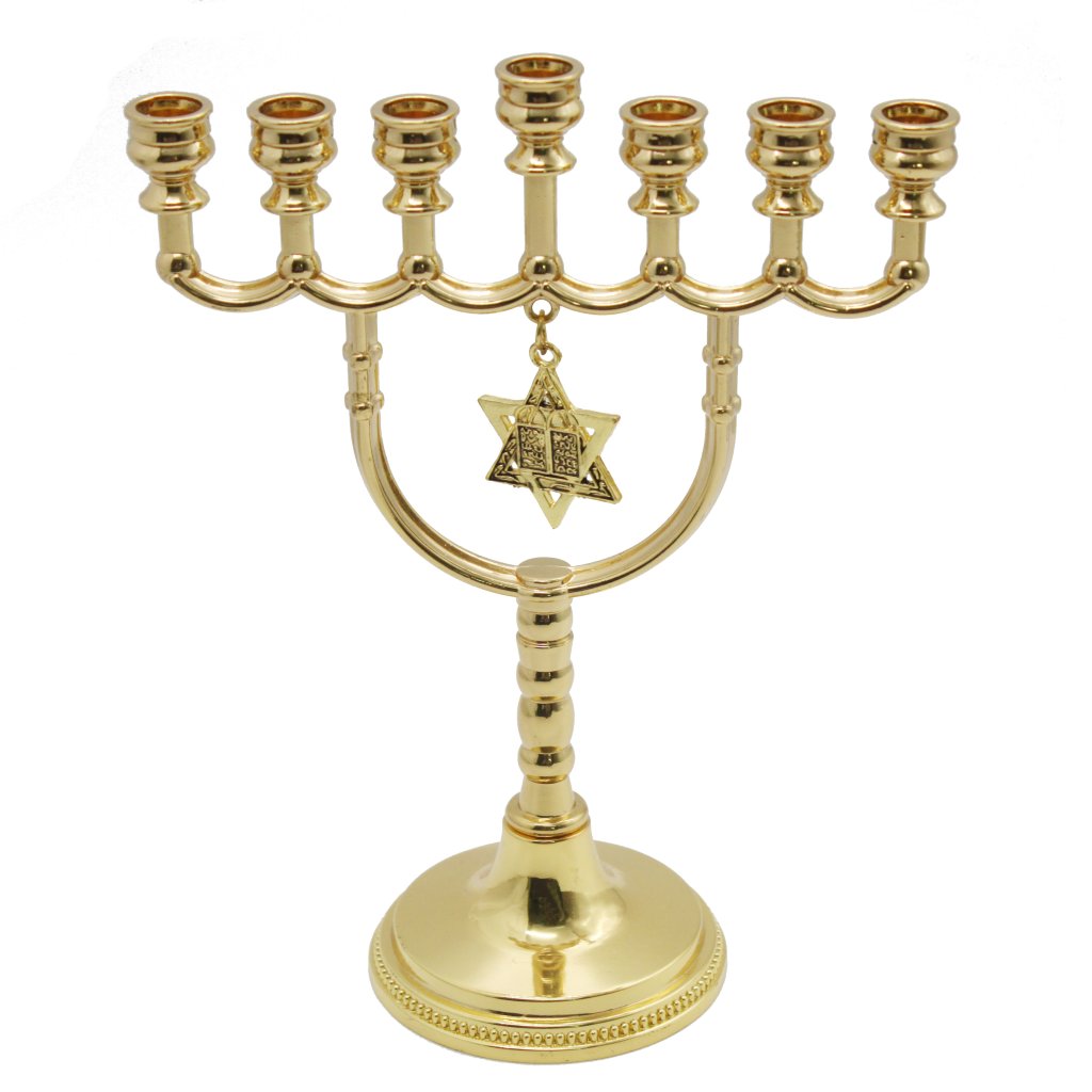 Jewish Holiday Golden Menorah Star of David Charm Candelabra