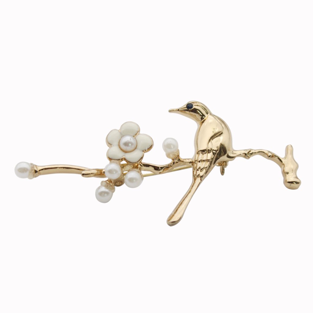 Elegant Bird & Flower Lapel Pins